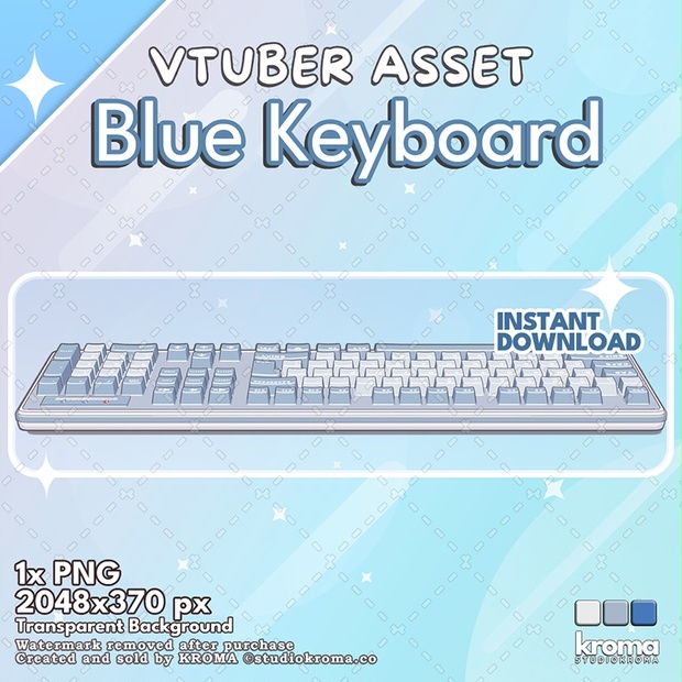 VTUBER ASSET | Blue Keyboard - 𝗦𝗧𝗨𝗗𝗜𝗢 𝗞𝗥𝗢𝗠𝗔 - BOOTH