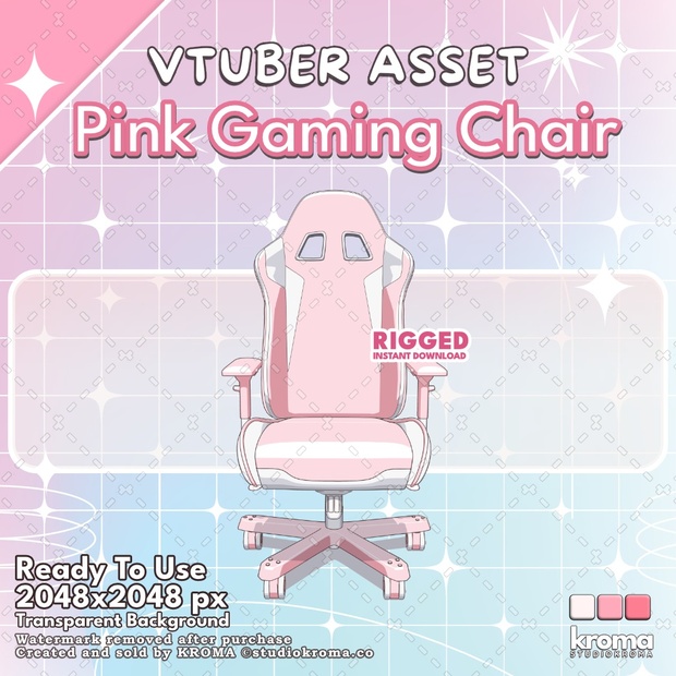 VTUBER ASSET | Rigged Pink Gaming Chair - 𝗦𝗧𝗨𝗗𝗜𝗢 𝗞𝗥𝗢𝗠𝗔 - BOOTH