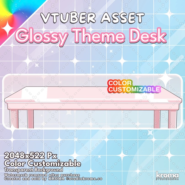 VTUBER ASSET | Glossy Desk (Color Customizable) - 𝗦𝗧𝗨𝗗𝗜𝗢 𝗞𝗥𝗢𝗠𝗔 - BOOTH