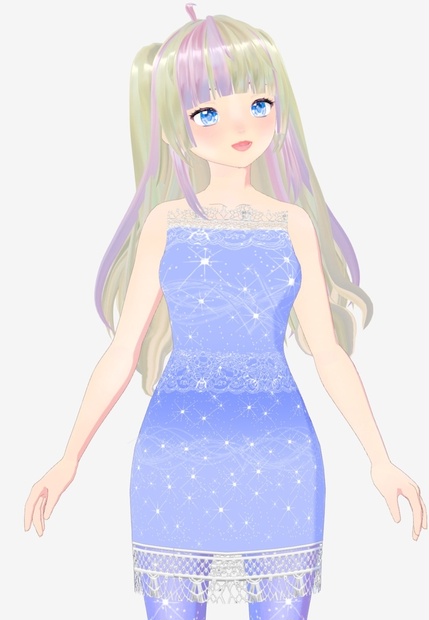 Vroid Blue Sparkle Dress - sunnylucy - BOOTH