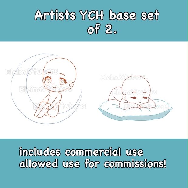 Vtuber and Character YCH base set of 2 | YCH base for art | Chibi bases ...