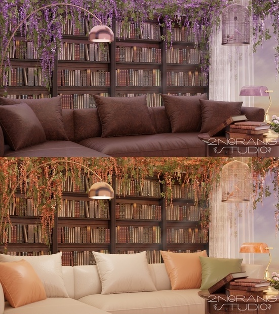 [방송 배경 화면] 配信部屋 Blooming Library (Clematis / Lavender) - 2norang studio - BOOTH