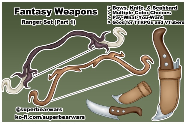 [VTuber Assets] Archer Weapons (Free) - superbearwars - BOOTH