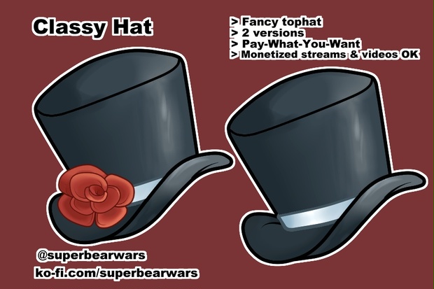 [VTuber Assets] Classy Hat (Free) - superbearwars - BOOTH