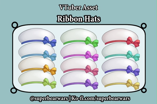[VTuber Asset] Ribbon Hats - superbearwars - BOOTH