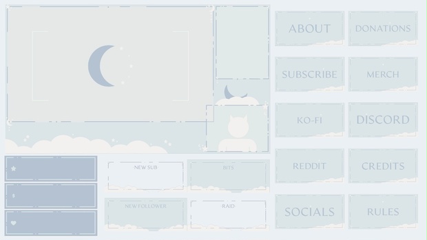 Blue Moon Sky Stream Overlay Pack - Twich, Youtube - Aesthetic - Cute ...