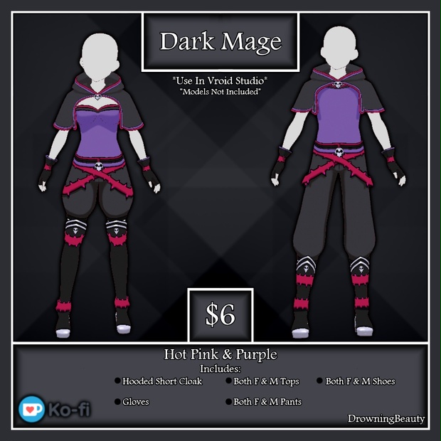 Dark Mage Outfit Hot Pink & Purple - DrowningBeauty Arts - BOOTH