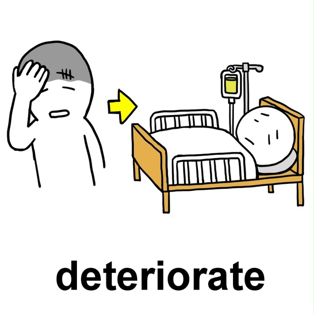 英単語「deteriorate」のイラスト - simpleillust - BOOTH