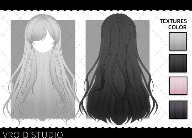 【VRoid用hair髪型】long hair/長い髪[色を調整できる髪の質 感が含まれています/Includes color ...