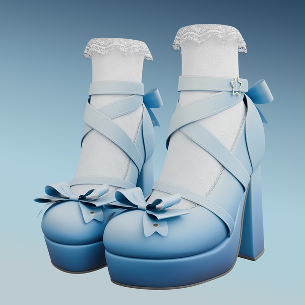 VRChat用の青いロリータシューズ / Blue Lolita Shoes for VRChat - newdmnsn - BOOTH