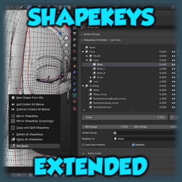 Shapekeys Extended - Blender Add-on | V1.2.1 - Cascadian - BOOTH