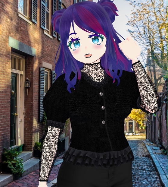 Elegant Gothic Mesh Top for Vroid Studio - Atelier Mahoulotl - BOOTH