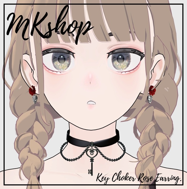 [ PB ] Key Choker & Rose Earring - MK SHOP - BOOTH