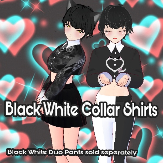 VRoid Collared Kitty XRay Shirt and Skirt Black White - Venus Variation ...