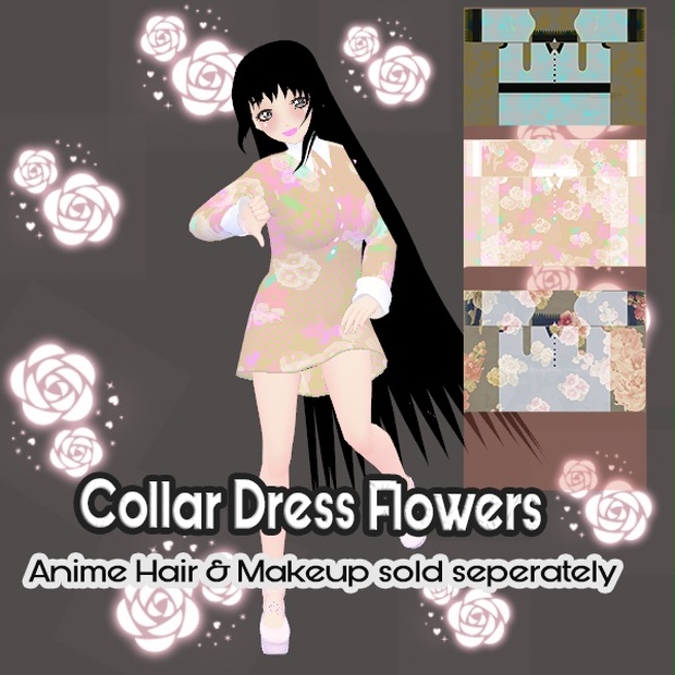 VRoid - Floral Dress with Collar - Venus Variation Designs - BOOTH