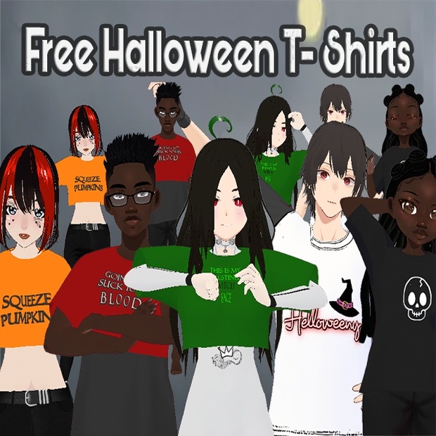 VRoid - Halloween Tees - T-Shirts 5 pack! - Venus Variation Designs - BOOTH