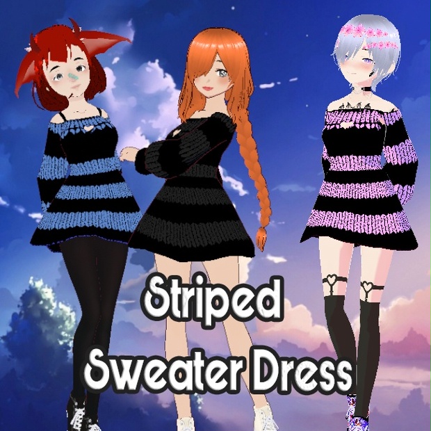 VRoid - Sweater Spring Dress Striped (3 Color) - Venus Variation ...