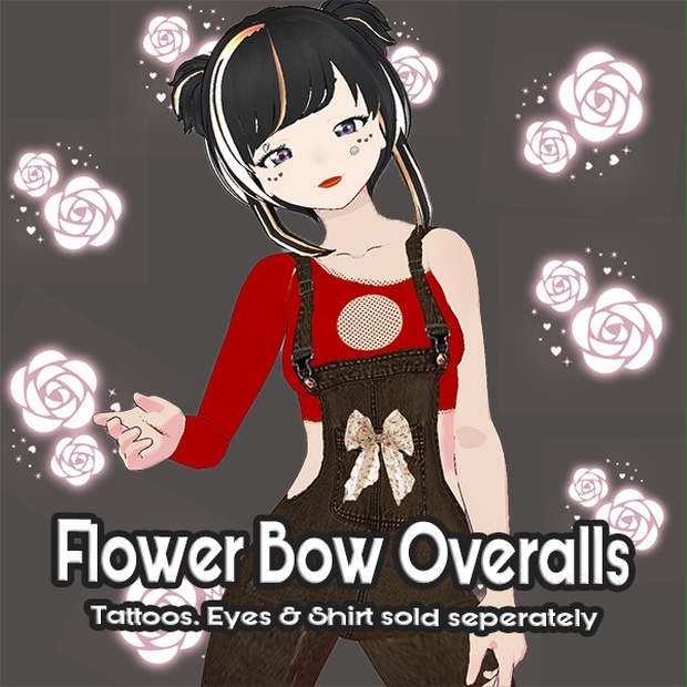 【VRoid】Flowery Bow Overall Short Set - Venus Variation Designs - BOOTH