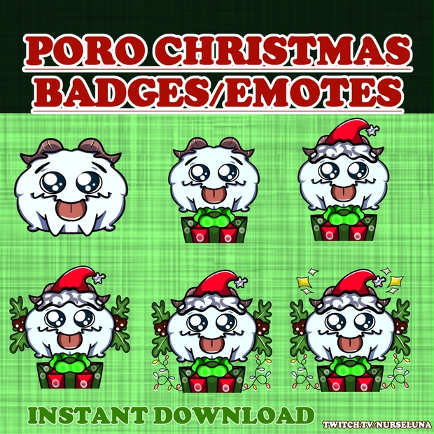Poro Christmas Twitch Sub badges - NurseLuna - BOOTH