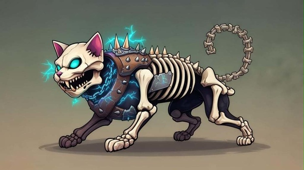 Electro-Cat Skeleton Warrior - gameready - BOOTH