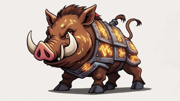 Boar in Runic Armor - gameready - BOOTH