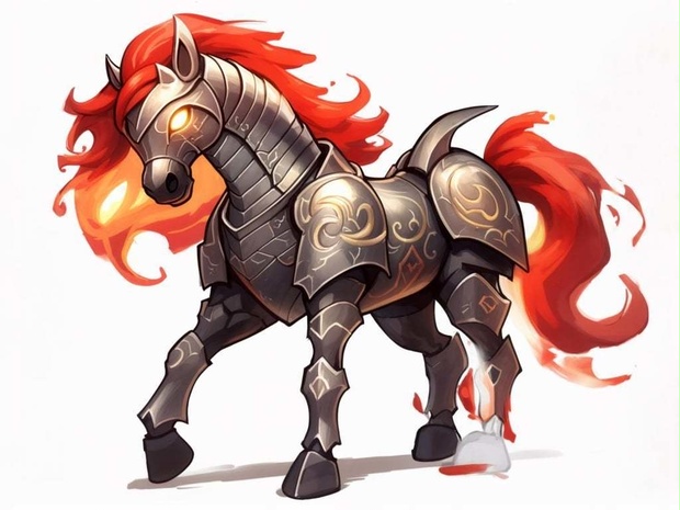 Flame Steed Armor - gameready - BOOTH