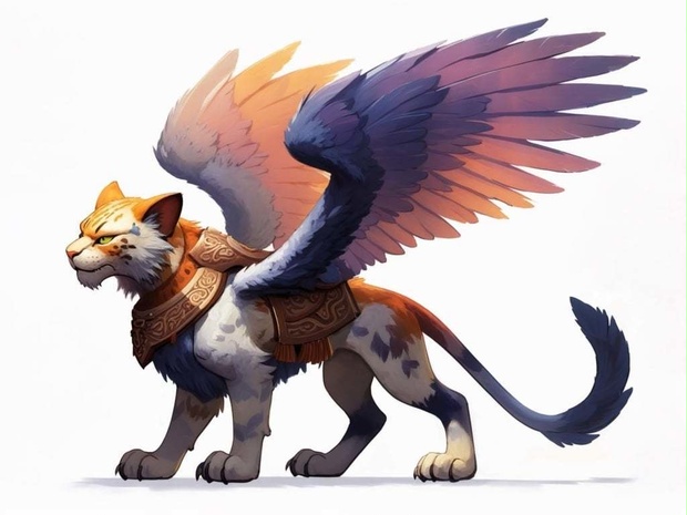 Winged Feline Warrior - gameready - BOOTH