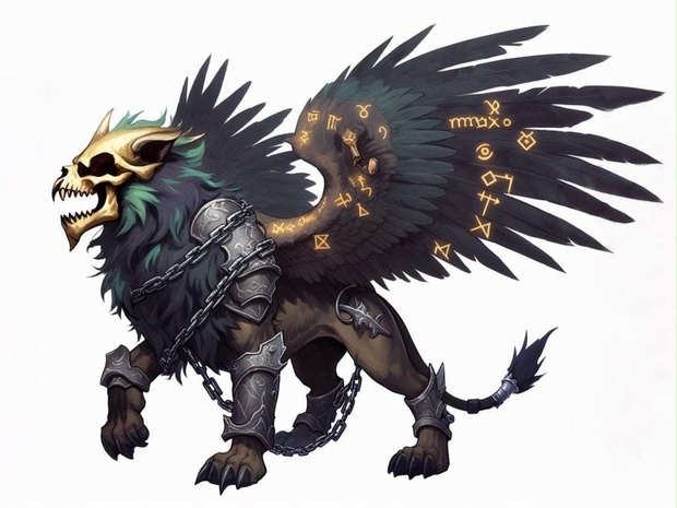 Winged Rune Beast - gameready - BOOTH