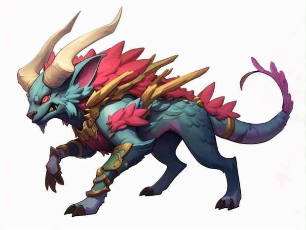 Horned Fantasy Beast - gameready - BOOTH