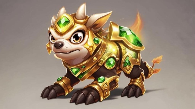 Golden Emerald Guardian - gameready - BOOTH