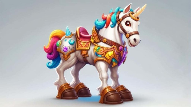 Colorful Armored Unicorn - gameready - BOOTH