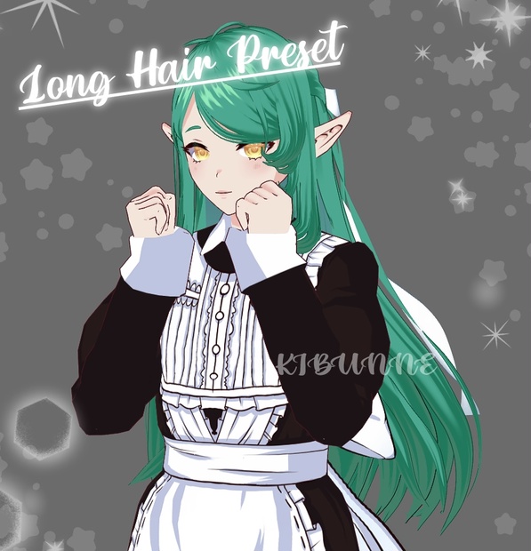 {vroid beta & stable} half-up long hair preset - kibunne - BOOTH