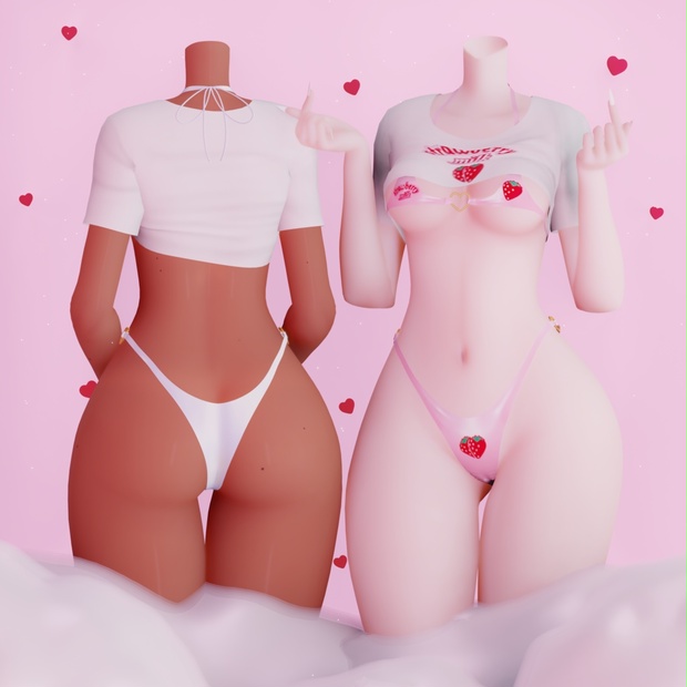 Strawberry Milk Outfit - VRChat Asset - CUUPIDON - BOOTH