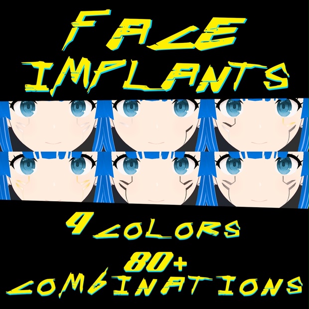 80+ COMBINATIONS Face cyber-implant / サイバーインプラント 4 COLORS / 4色 ...