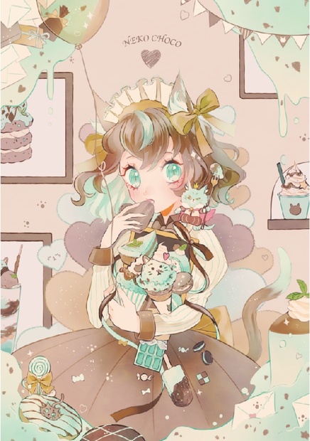 「NEKO CHOCO」ポストカード - midori. - BOOTH