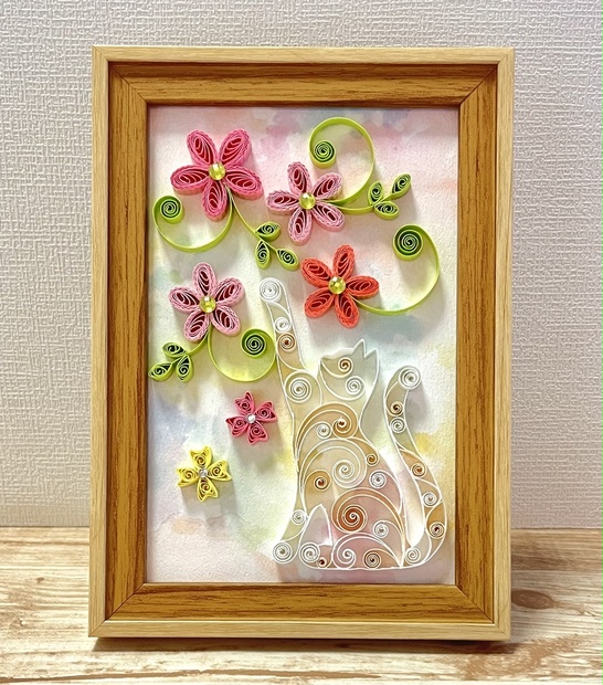 ペーパークイリング アート 猫とお花(A) - happy art * 虹光(koko) - BOOTH