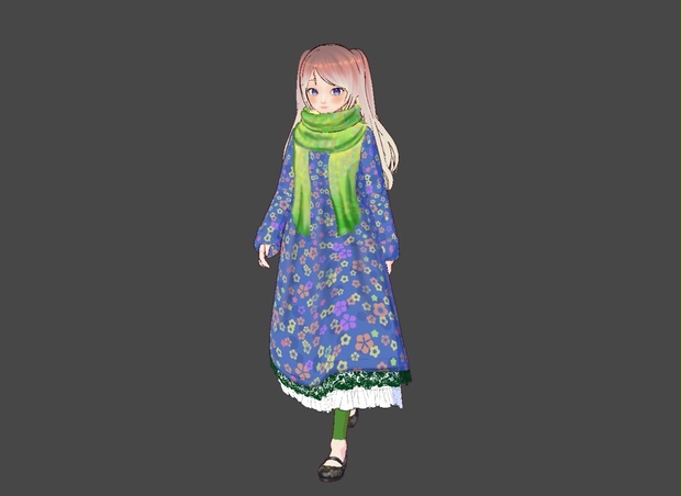 Modern Layered Flowered Dress, scarf, and shoes for VRoid Stable ...