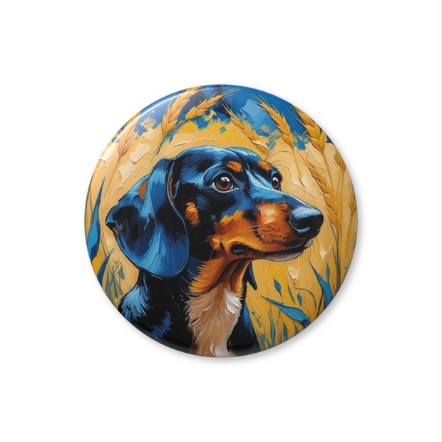 ゴッホ風_犬缶バッチ - salty1129craft - BOOTH