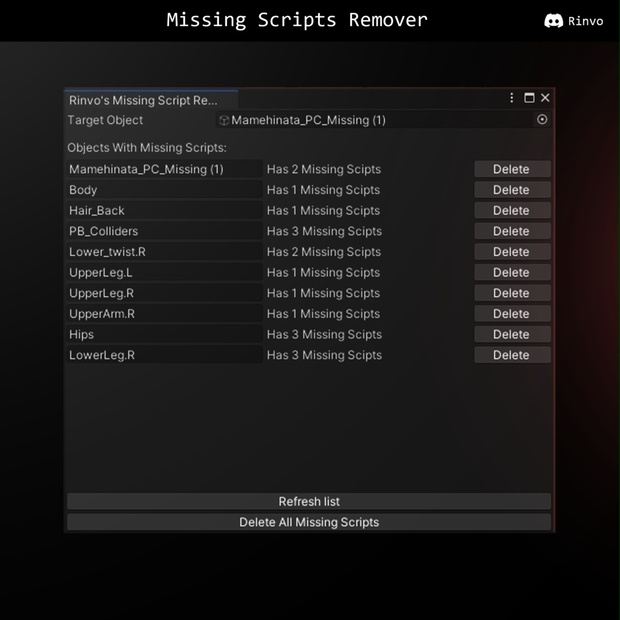 Rinvo's Missing Scripts Remover Script for VRChat Avatars - rinvo - BOOTH