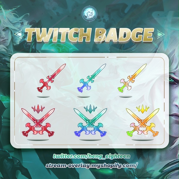【Twitch Badges】Sword Livestream Badges - VTuber Stream Shop - BOOTH