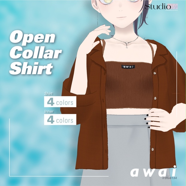 【VRoid衣装テクスチャ】Open Collar Shirt【#awai_Studio134】 - awai - BOOTH