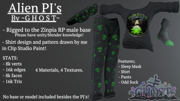 Alien PJ's - ghost - BOOTH