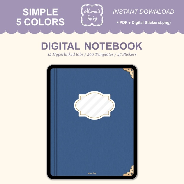 デジタルノート『Simple 5 color』PDF GoodNotes Notability Noteshelf - Mumu’s Ruby ...
