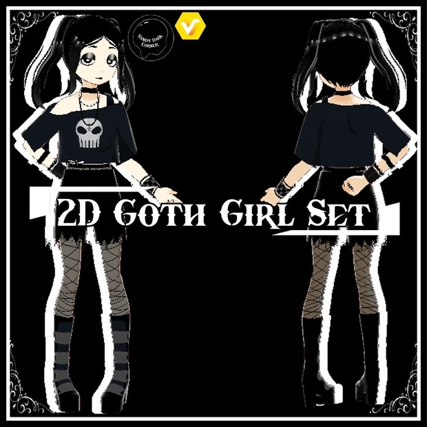 2D Goth Girl --- VRoid model Vtuber model 3D model - Sandy Dark Corner ...
