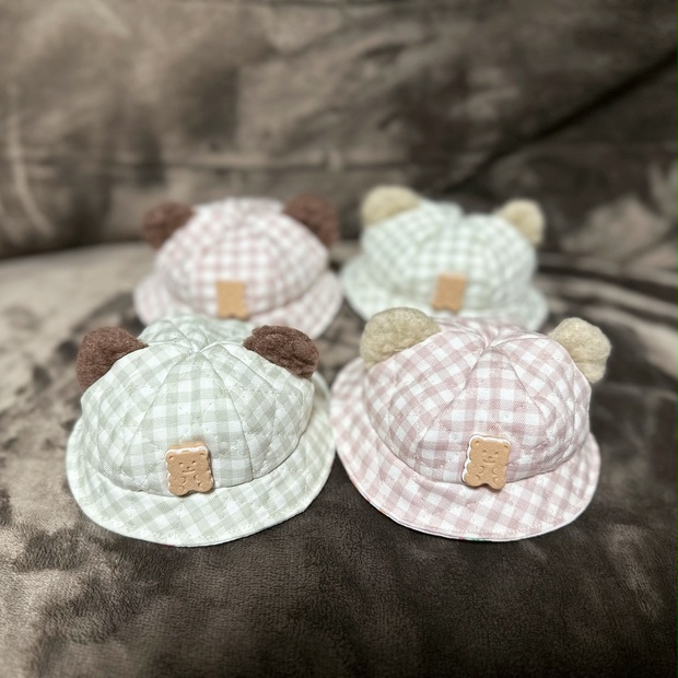 bear bucket hat - check series by spring - good vibes only - BOOTH