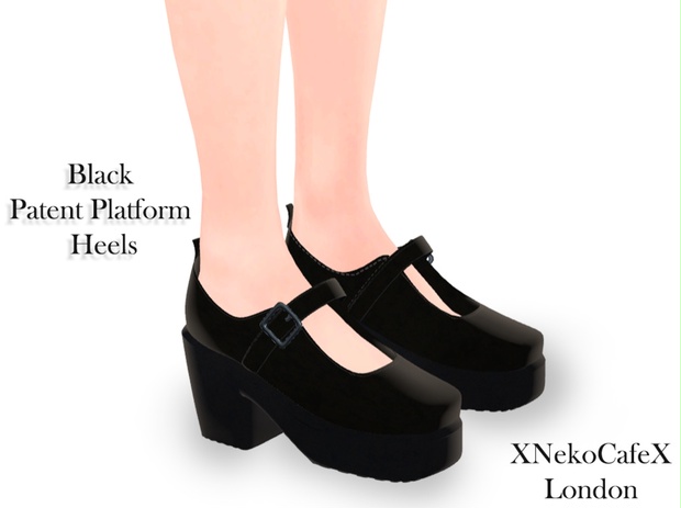 Black Patent Chunky Heels x- Kikyo対応 [VRChat] - xnekocafex - BOOTH