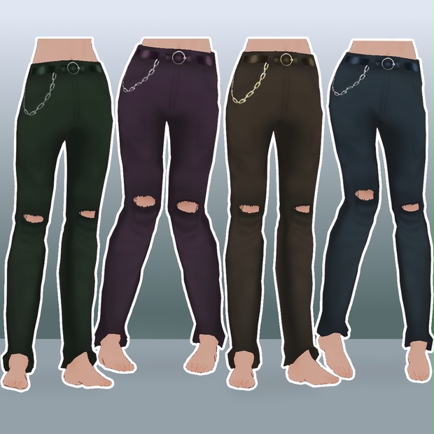 Pants with chains 4 colors texture || チェーン4色テクスチャーパンツ VRoid - panda4huh ...