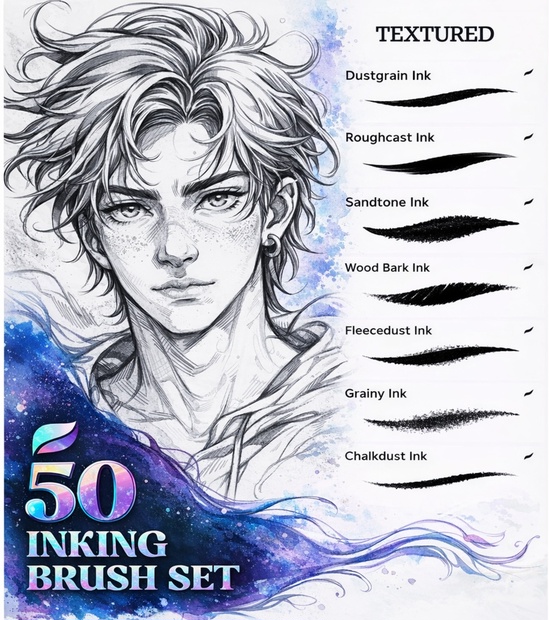 50 Ink Brushes for Procreate – Complete Inking Brush Set - luvland - BOOTH