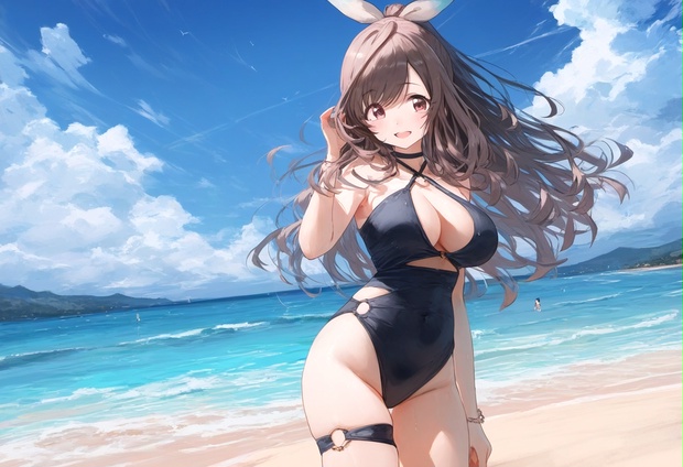 月岡恋鐘tsukioka kogane-black swimsuit - ooaoo - BOOTH