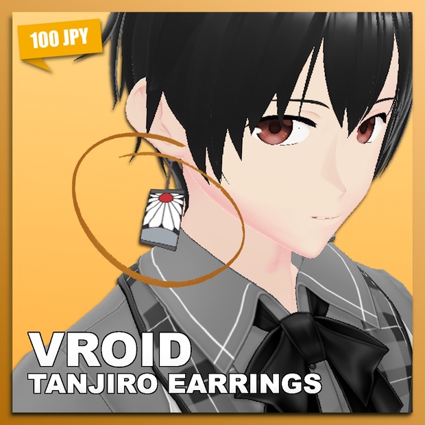 (VROID) Demon Slayer - Tanjiro Earrings - dangermv - BOOTH